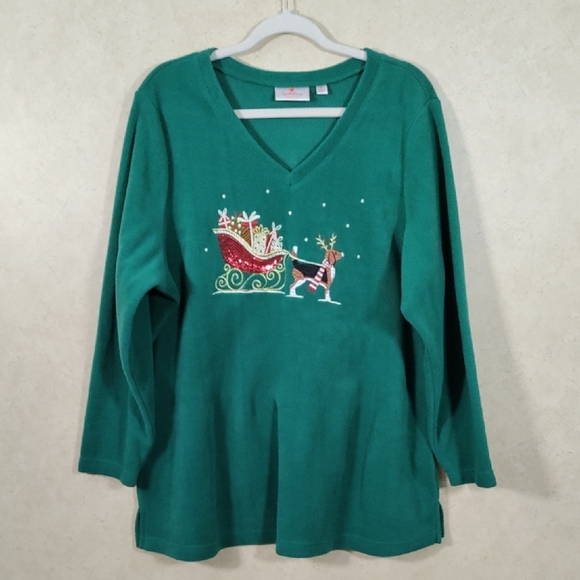 Quacker Factory | Tops | 2117 Final Price Quacker Factory Green Fleece ...